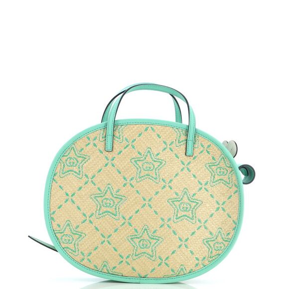 Gucci | Bags | Gucci Childrens Snail Handbag Gg Star Print Raffia Green ...